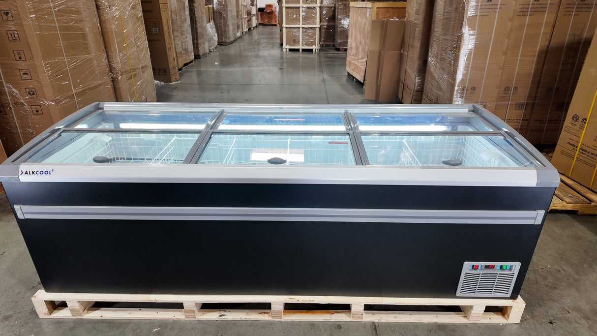 8.4FT Wide SUPERMARKET SLIDING GLASS TOP DISPLAY ISLAND FREEZER (Model ...