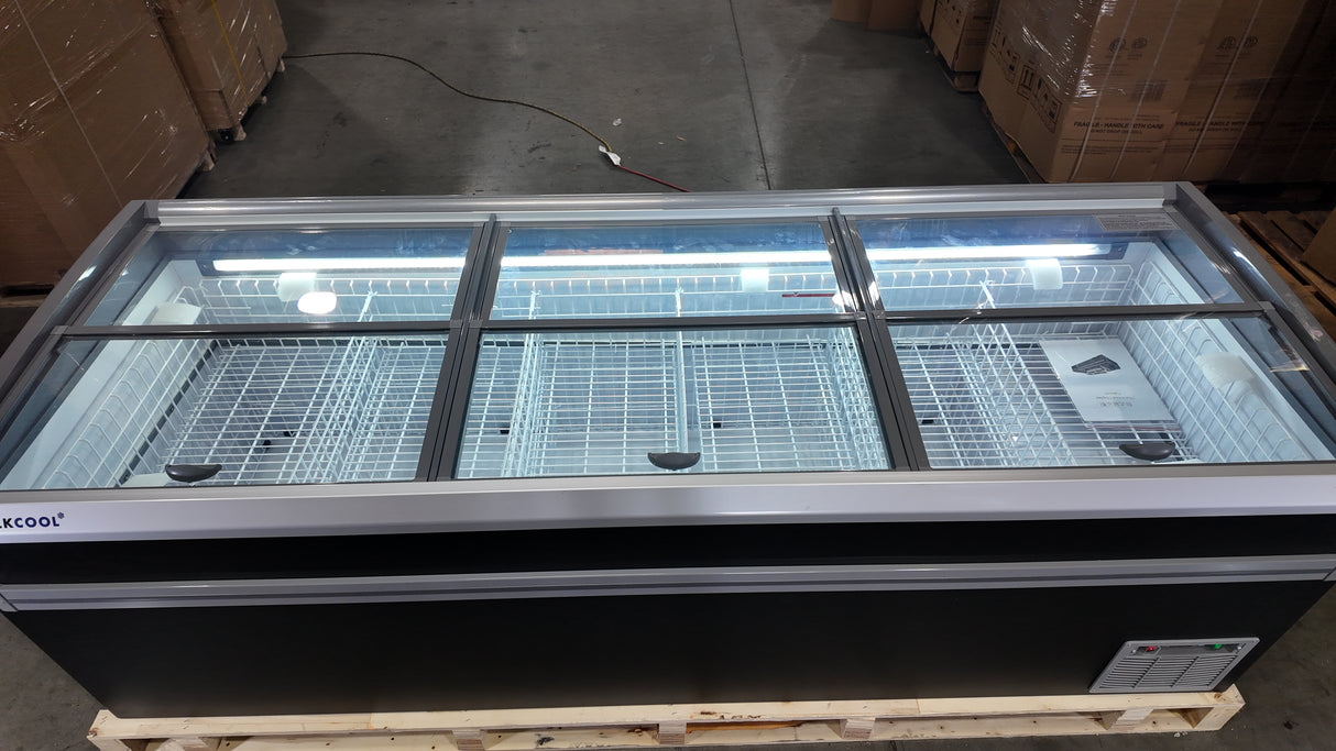 8.4FT Wide SUPERMARKET SLIDING GLASS TOP DISPLAY ISLAND FREEZER (Model ...